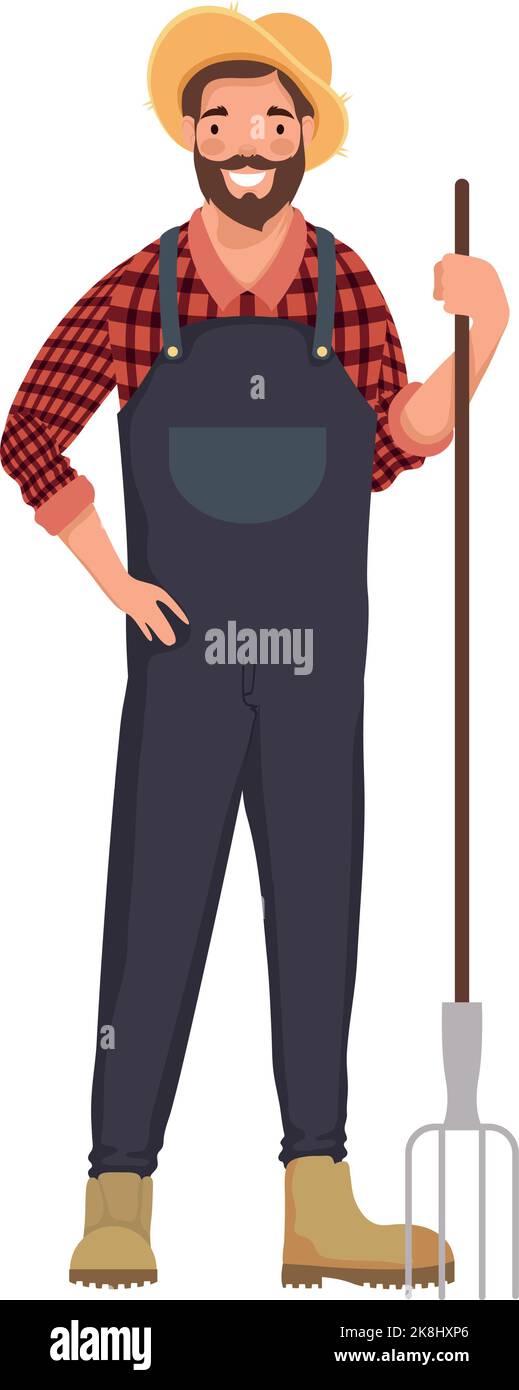 male farmer with rake character Stock Vector Image & Art - Alamy