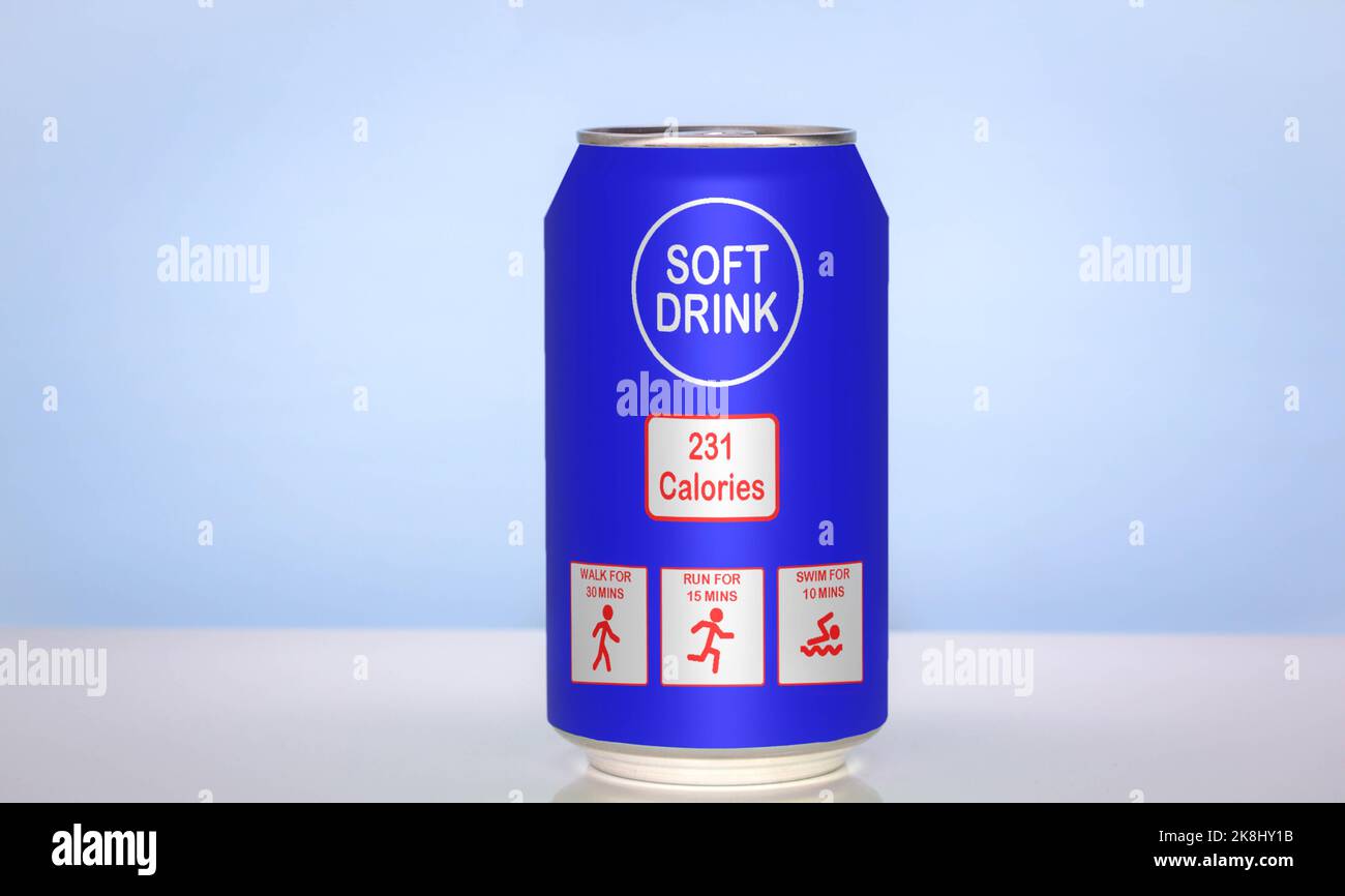 Information labels on soft drink can showing the amount of exercise ...