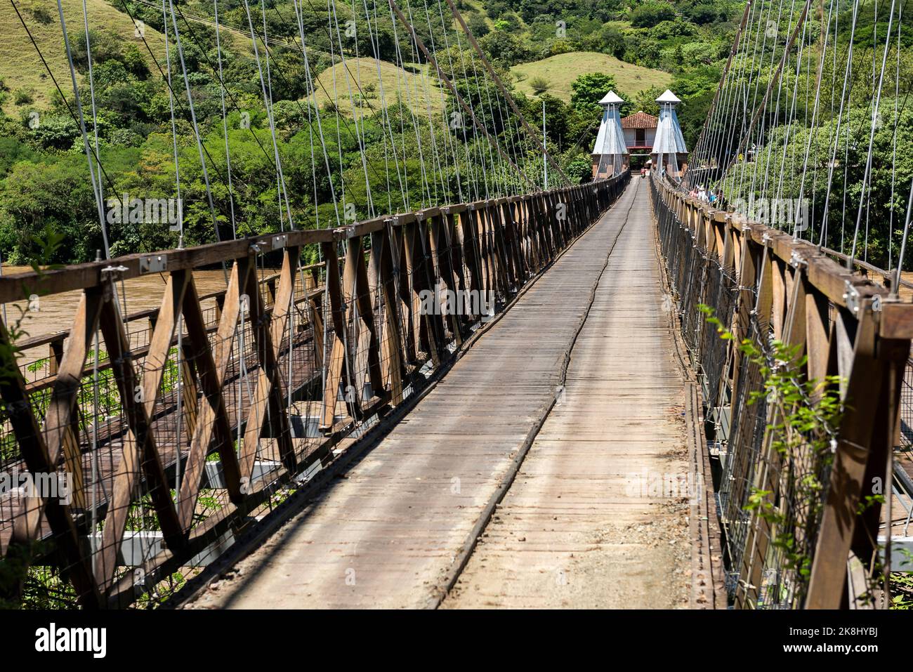Old western bridge over Cauca river in Santa Fe de Antioquia, Colombia ...