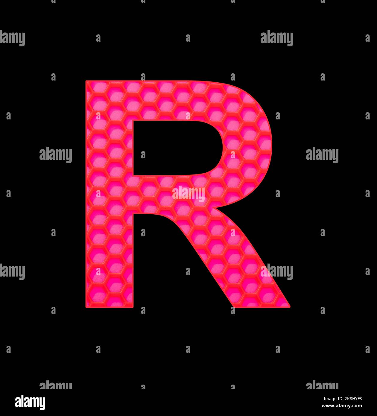 Uppercase letter R - Silicone background with red hexagons Stock Photo ...