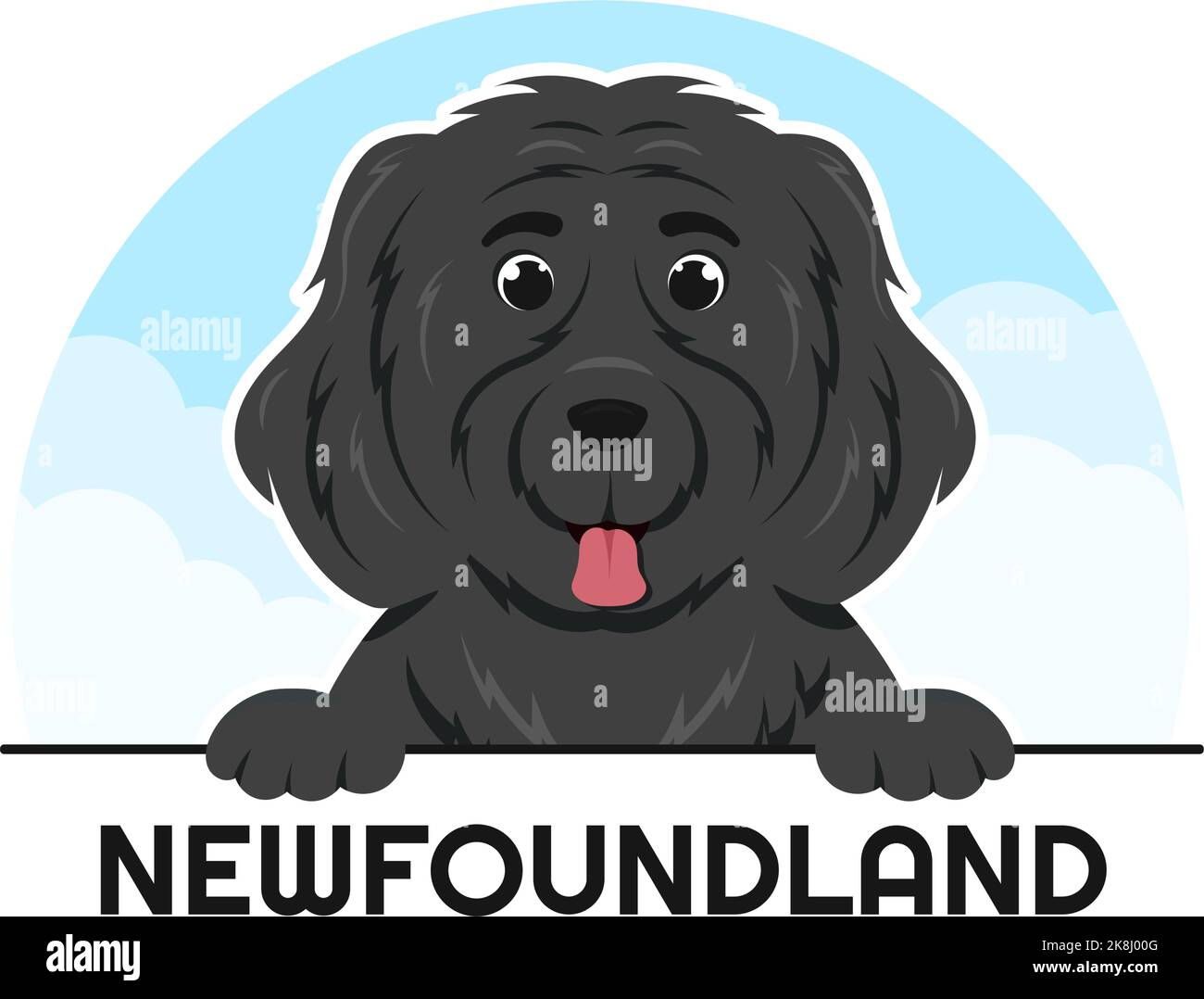 Newfoundland Dog Animals with Black, Brown or Landseer Color in Flat ...