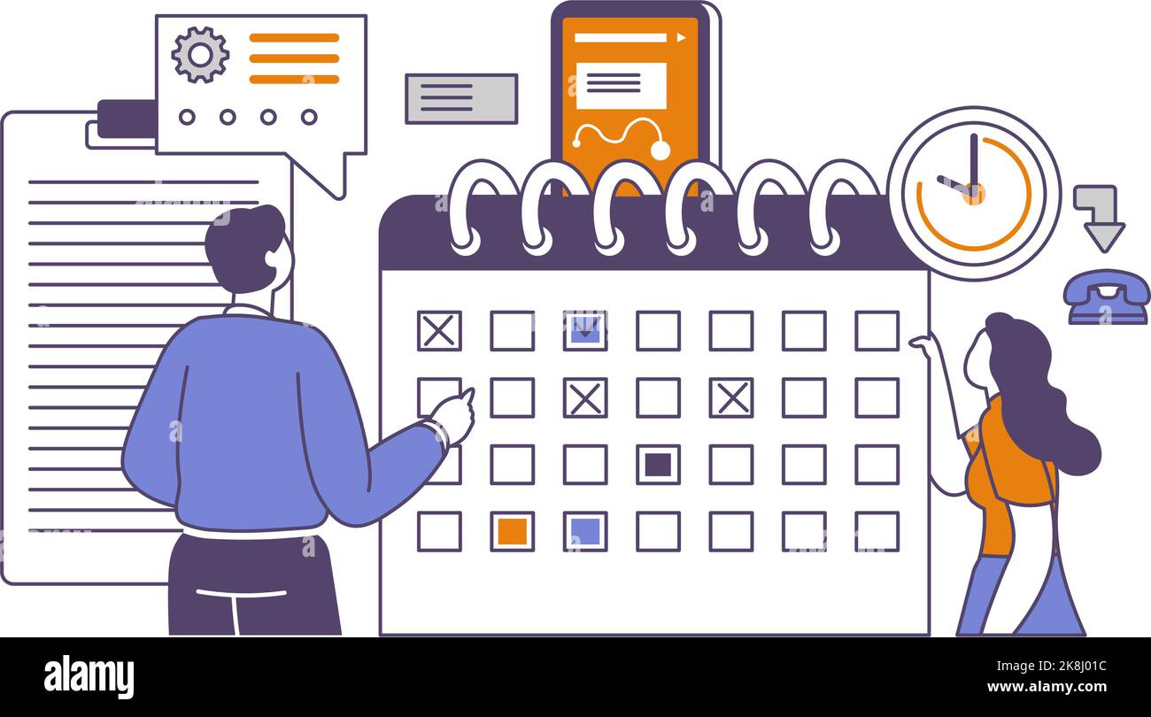 Time management and organization of tasks vector Stock Vector Image ...