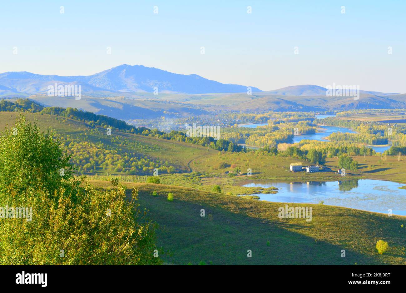 Aya Nature Park in the Altai Mountains. Lakes and the Katun River among ...