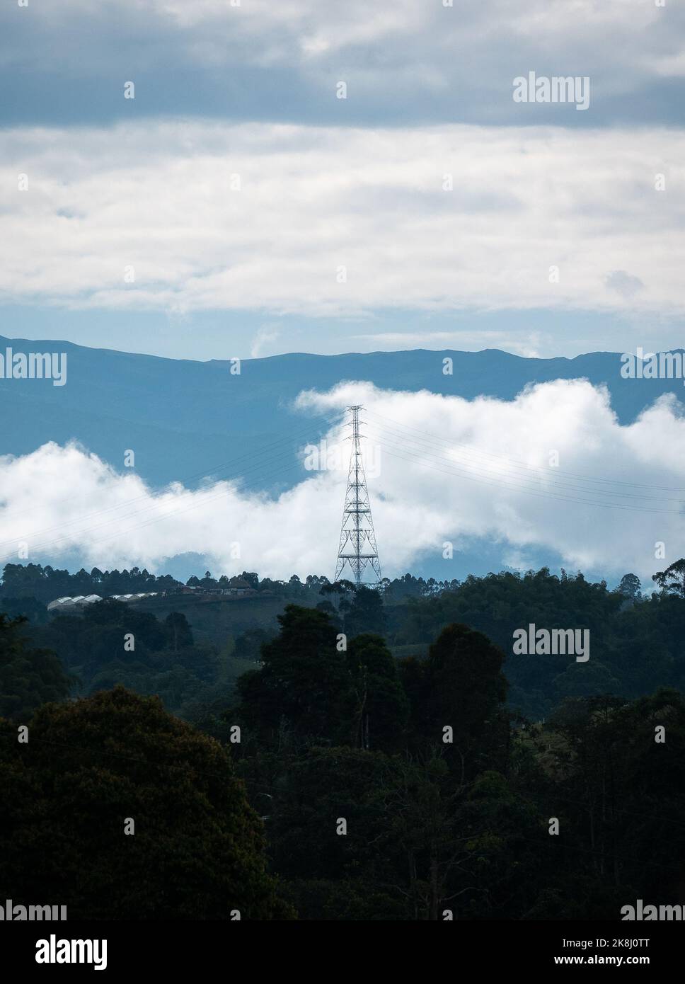 View of the Tree-Filled Landscape with a Telecommunication Tower in the Middle and the ...
