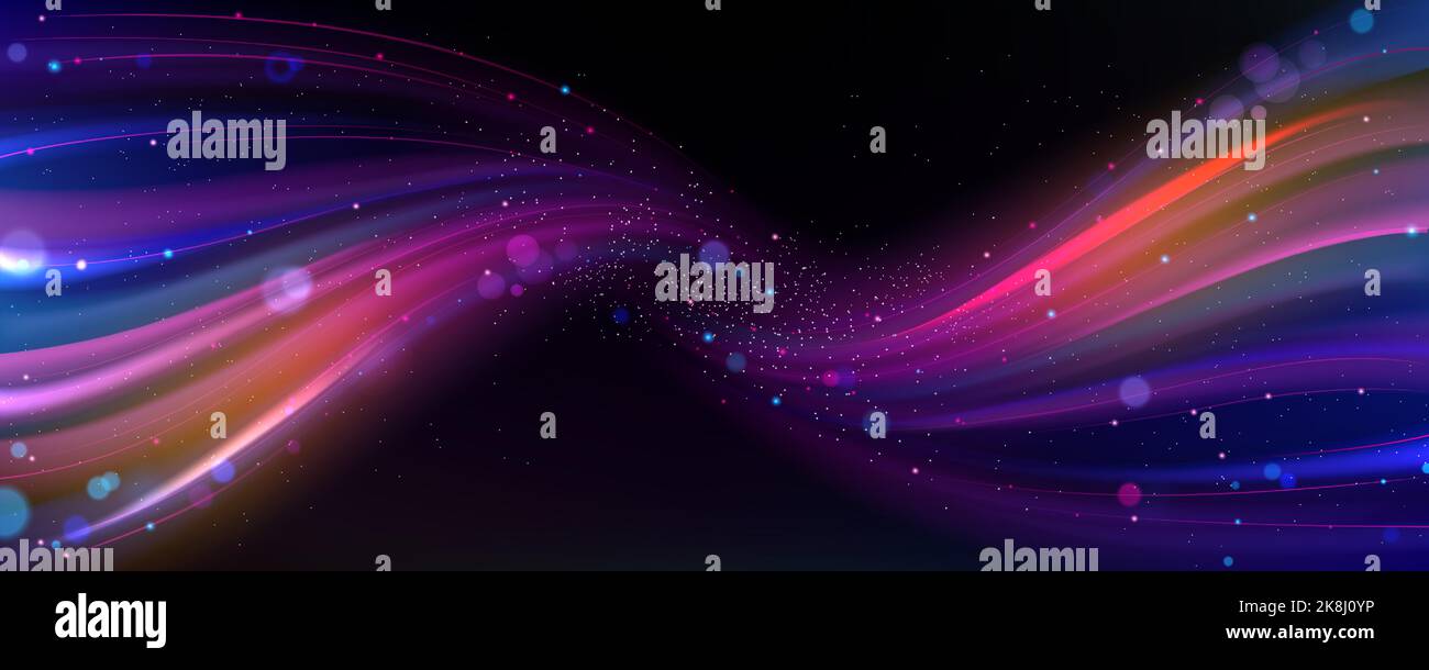 Light effect, colorful rainbow wave, curve intertwined lines, magic flow abstract background ...