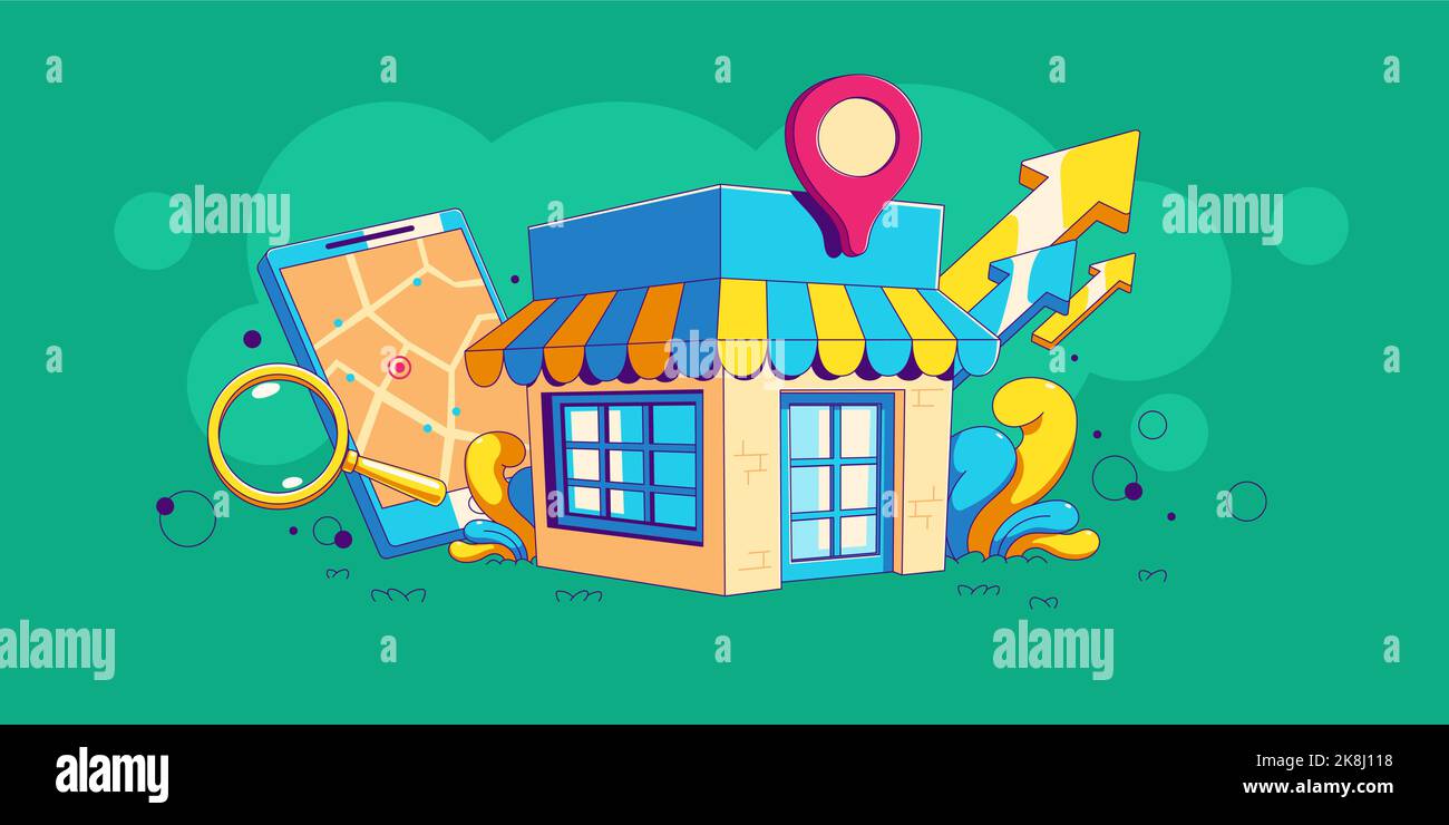 Local store, business seo optimization contemporary concept with shop ...
