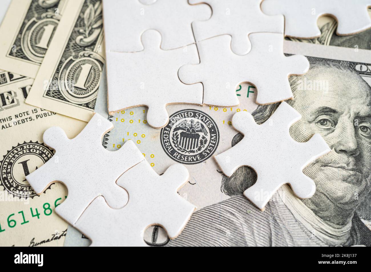 FED The Federal Reserve System with jigsaw puzzle paper, the central ...