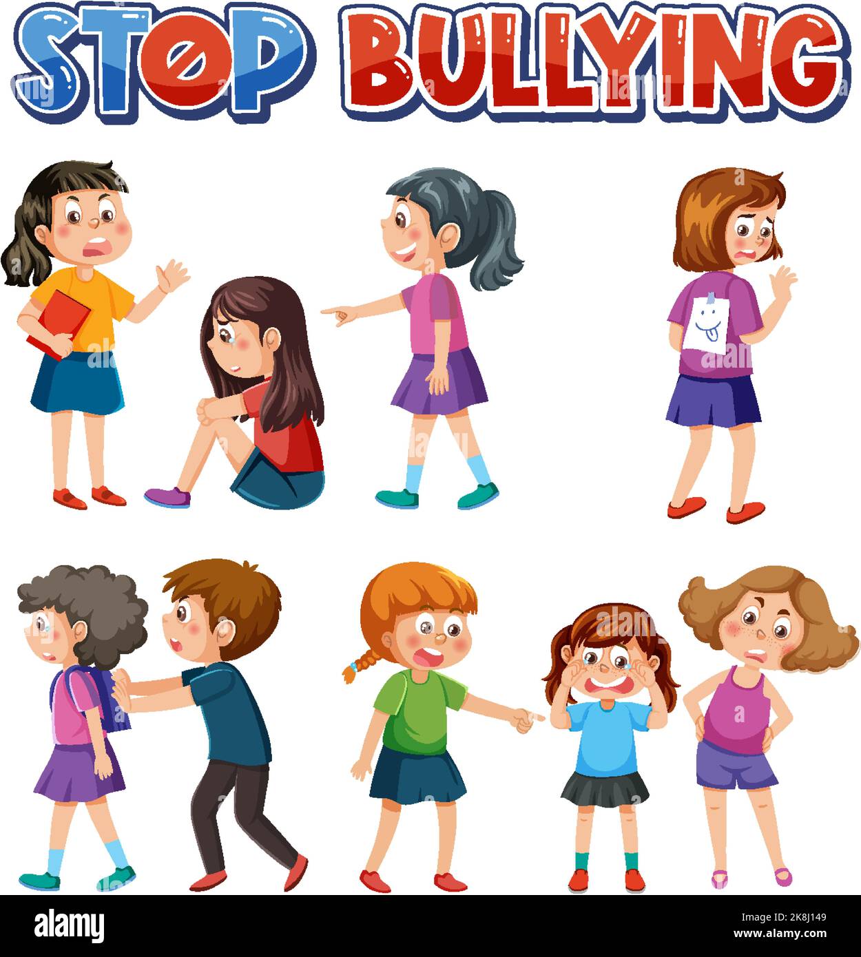 Bullying kids character collection illustration Stock Vector Image ...