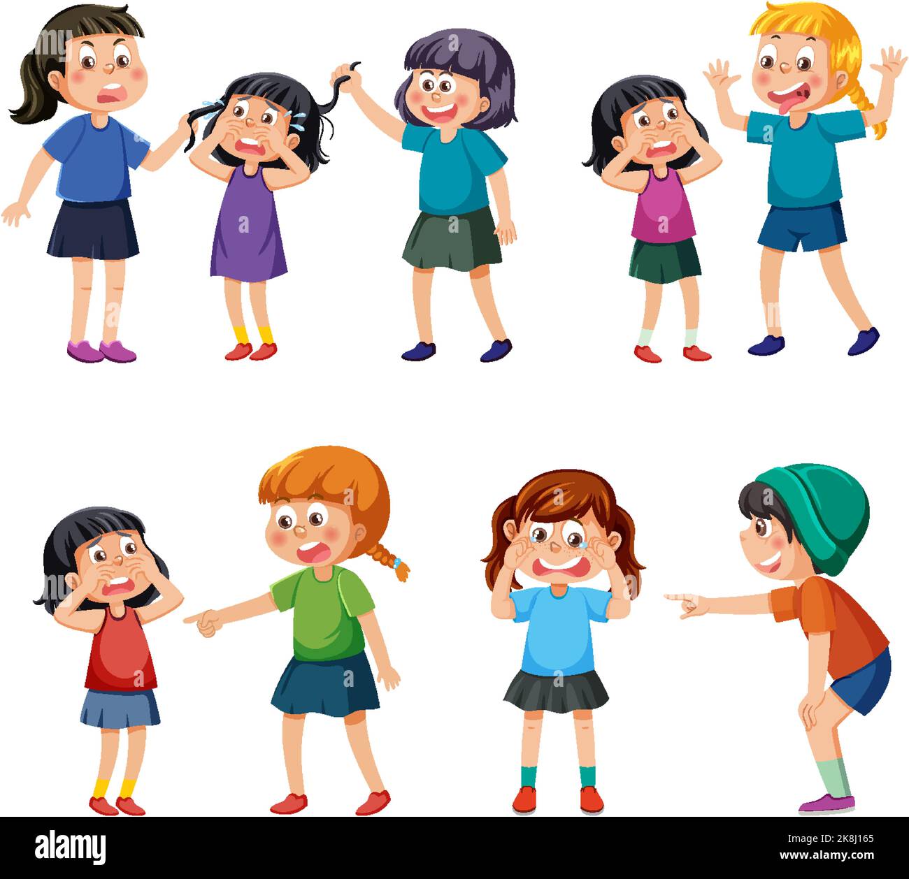 Bullying kids character collection illustration Stock Vector Image ...