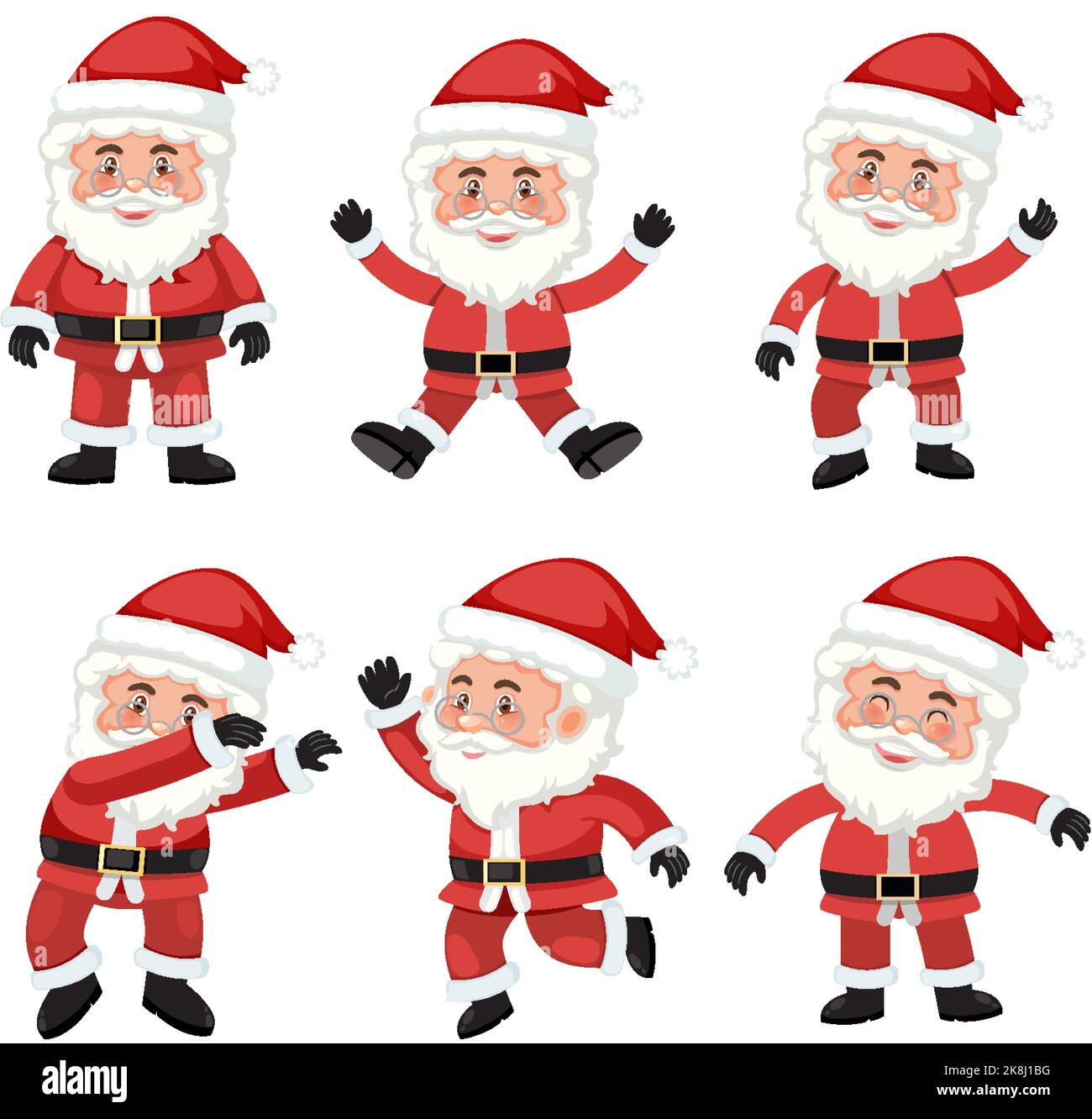Set of Santa Claus cartoon character illustration Stock Vector Image ...