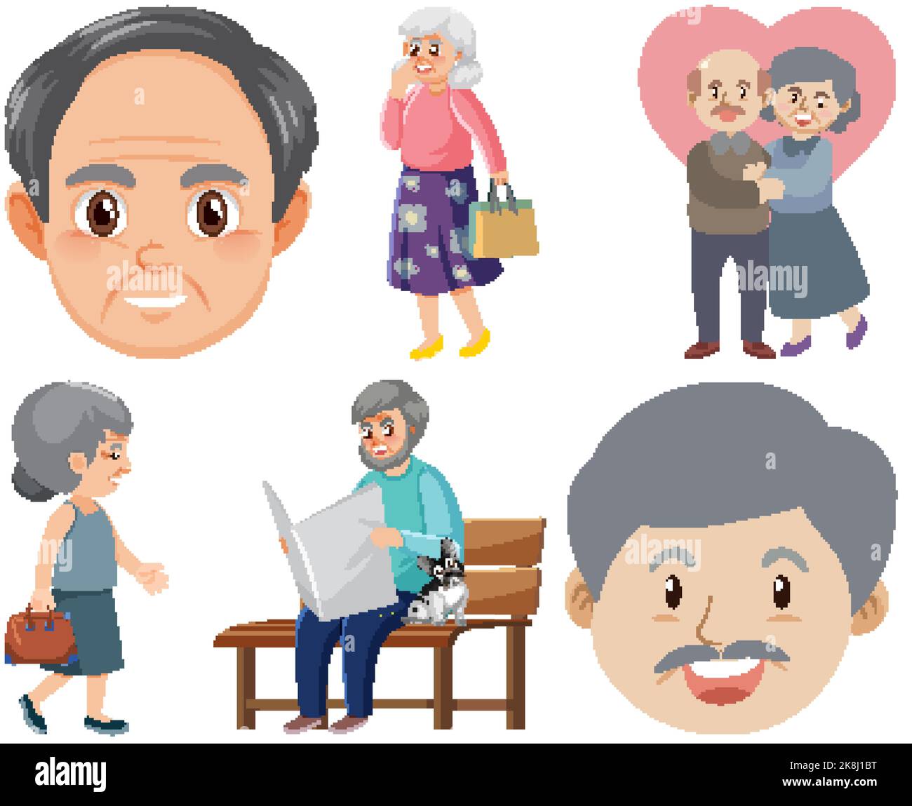 Collection of elderly people icons illustration Stock Vector Image ...