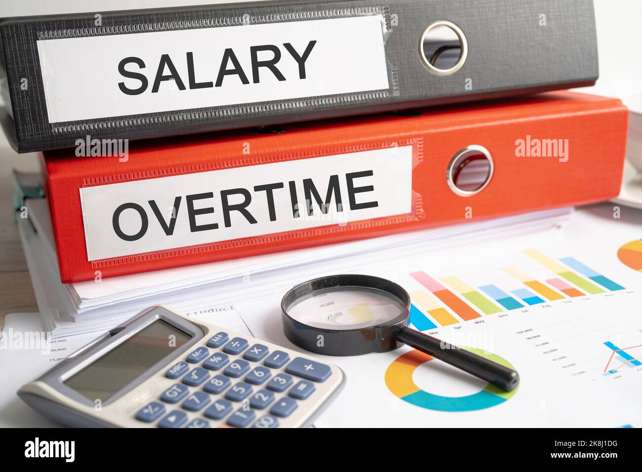 Salary and Overtime, Binder data finance report business with graph ...