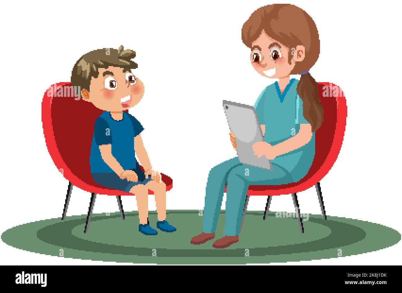 Nurse with patient cartoon character illustration Stock Vector Image ...