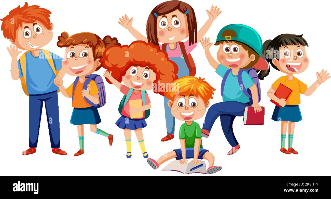 Happy children cartoon character illustration Stock Vector Image & Art ...