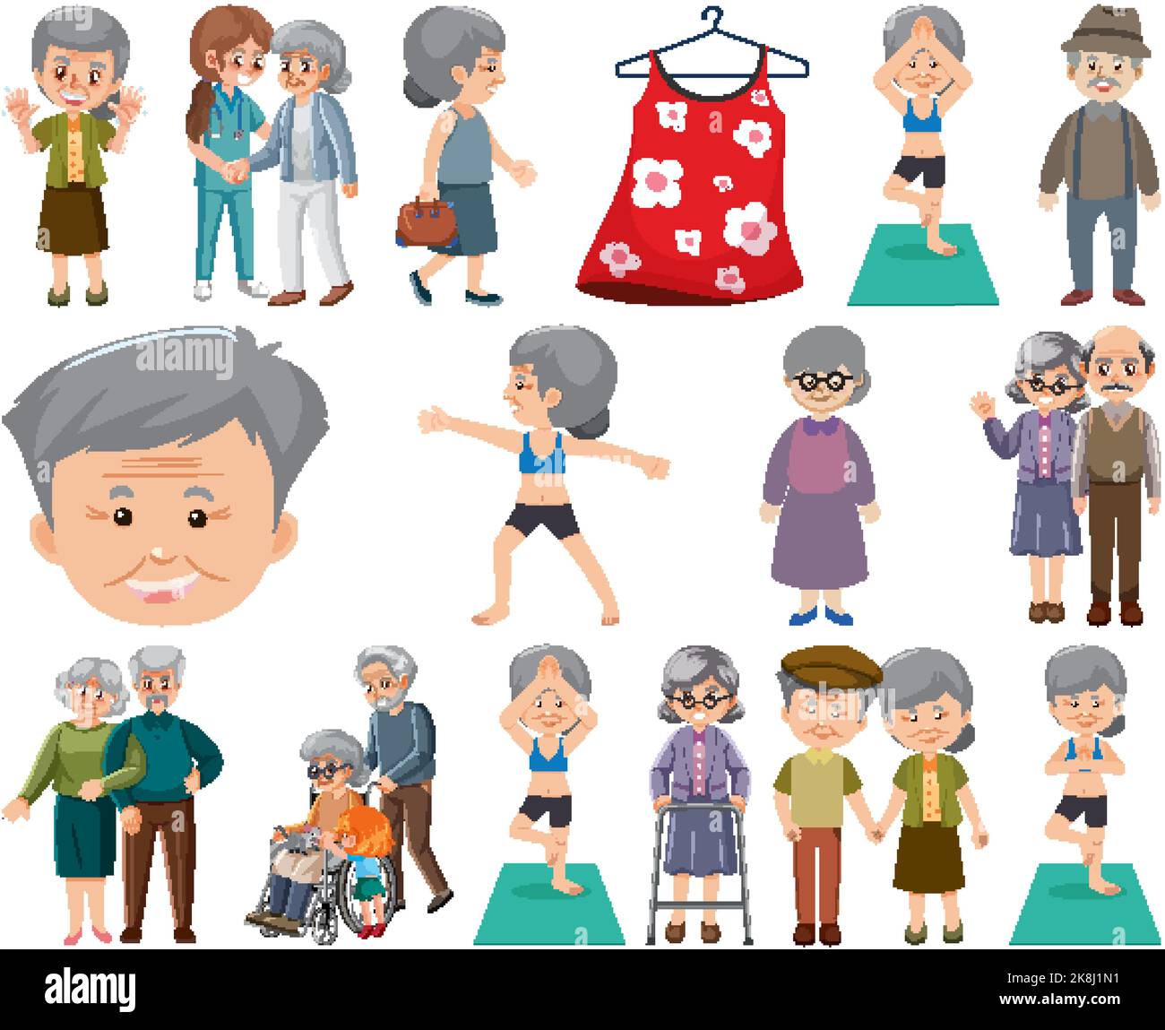 Collection of elderly people icons illustration Stock Vector Image ...