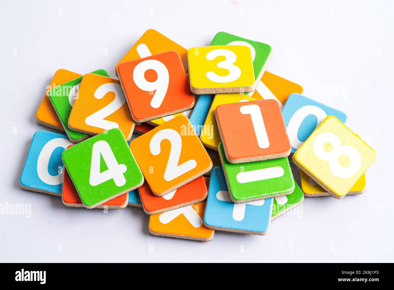 Math number colorful on white background, education study mathematics ...