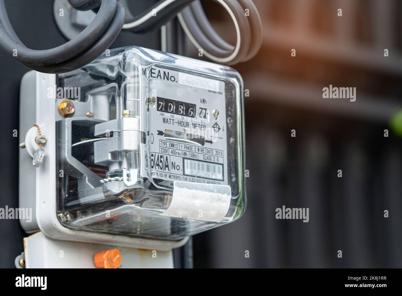 Electric measuring power meter for energy cost at home and office Stock ...