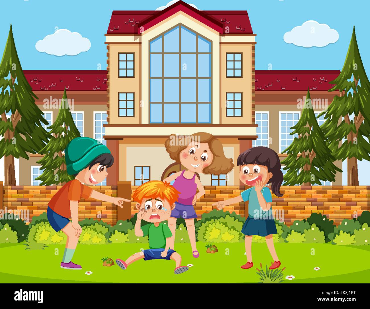 Kids bullying their friend at school illustration Stock Vector Image ...