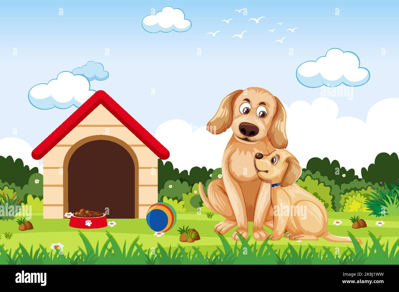 A dog with puppy at outdoor scene illustration Stock Vector Image & Art ...
