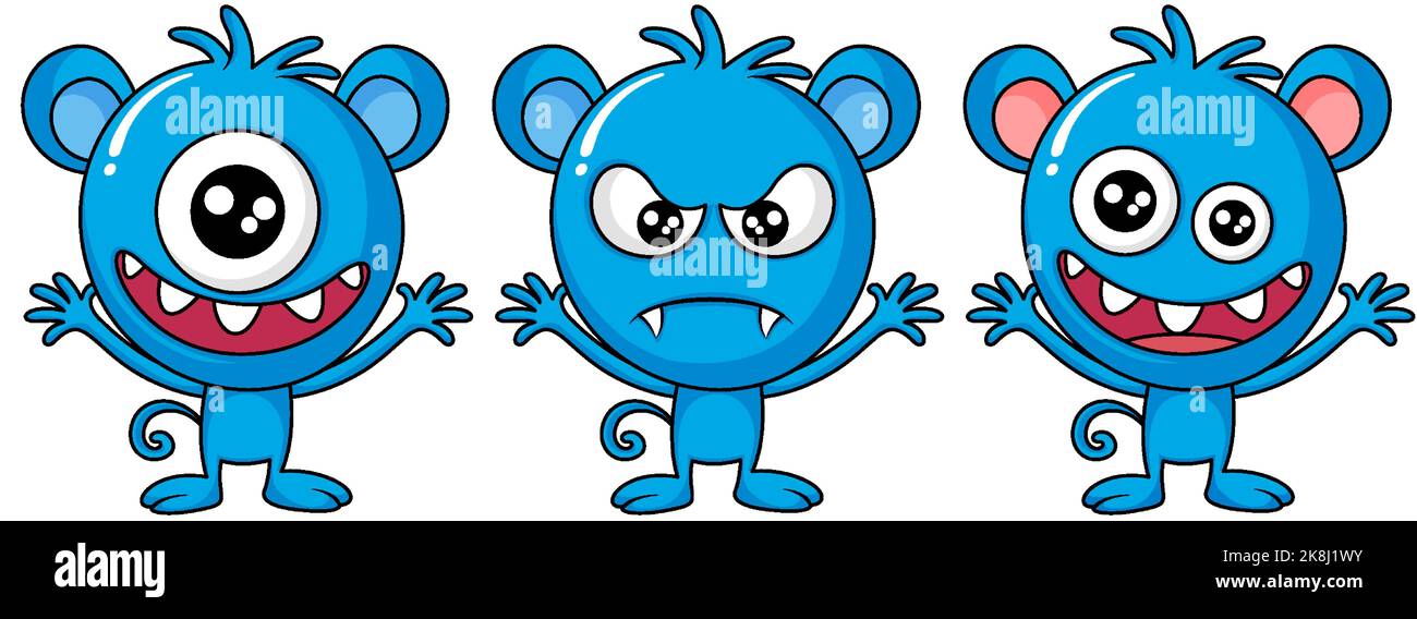 Set of different three monsters illustration Stock Vector Image & Art ...