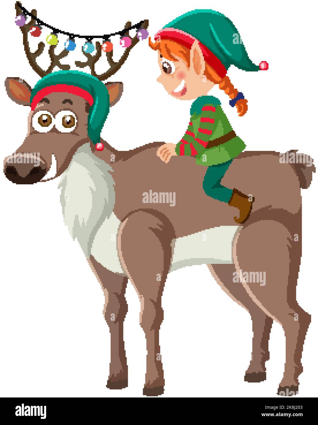 Little elf riding reindeer illustration Stock Vector Image & Art - Alamy