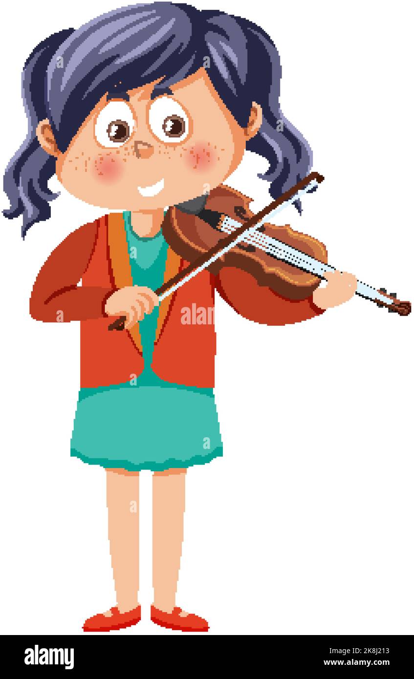 Cute girl playing violin illustration Stock Vector Image & Art - Alamy