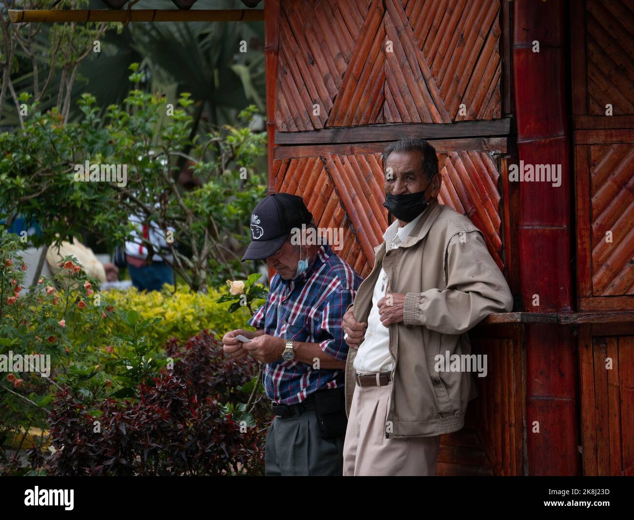 Salento, Quindio, Colombia - June 6 2022: Old Colombian Men Talking to ...