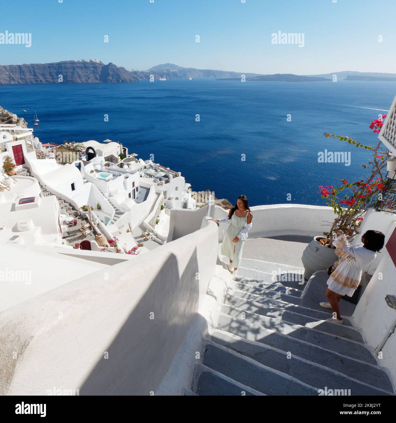 Town of Oia Caldera view. Greek Cyclades island of Santorini in the ...