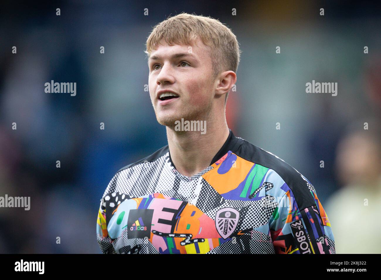 Joe Gelhardt #30 of Leeds United during the pre match warm up ahead of ...