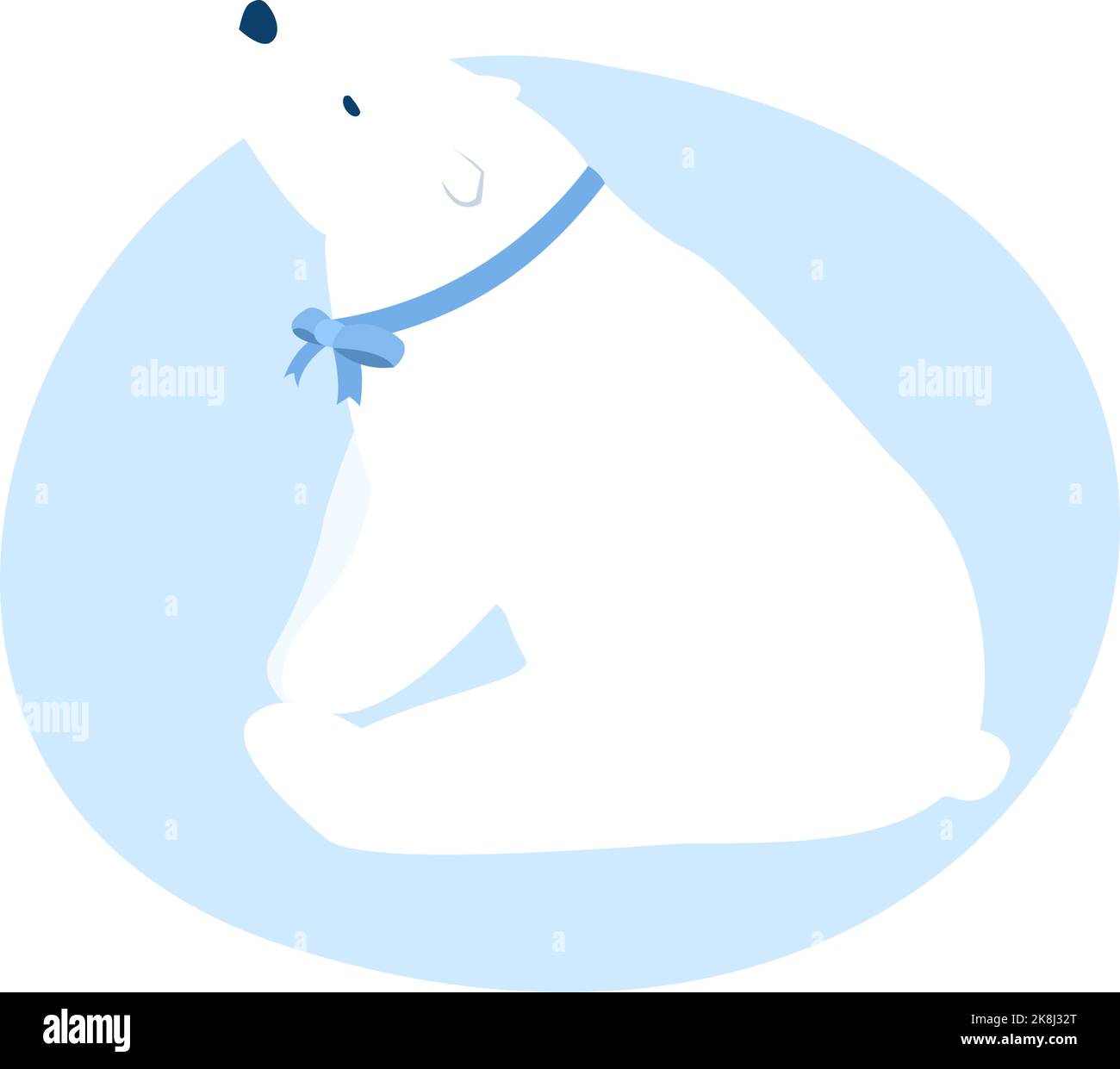Illustration of a polar bear sitting and looking to the upper left ...