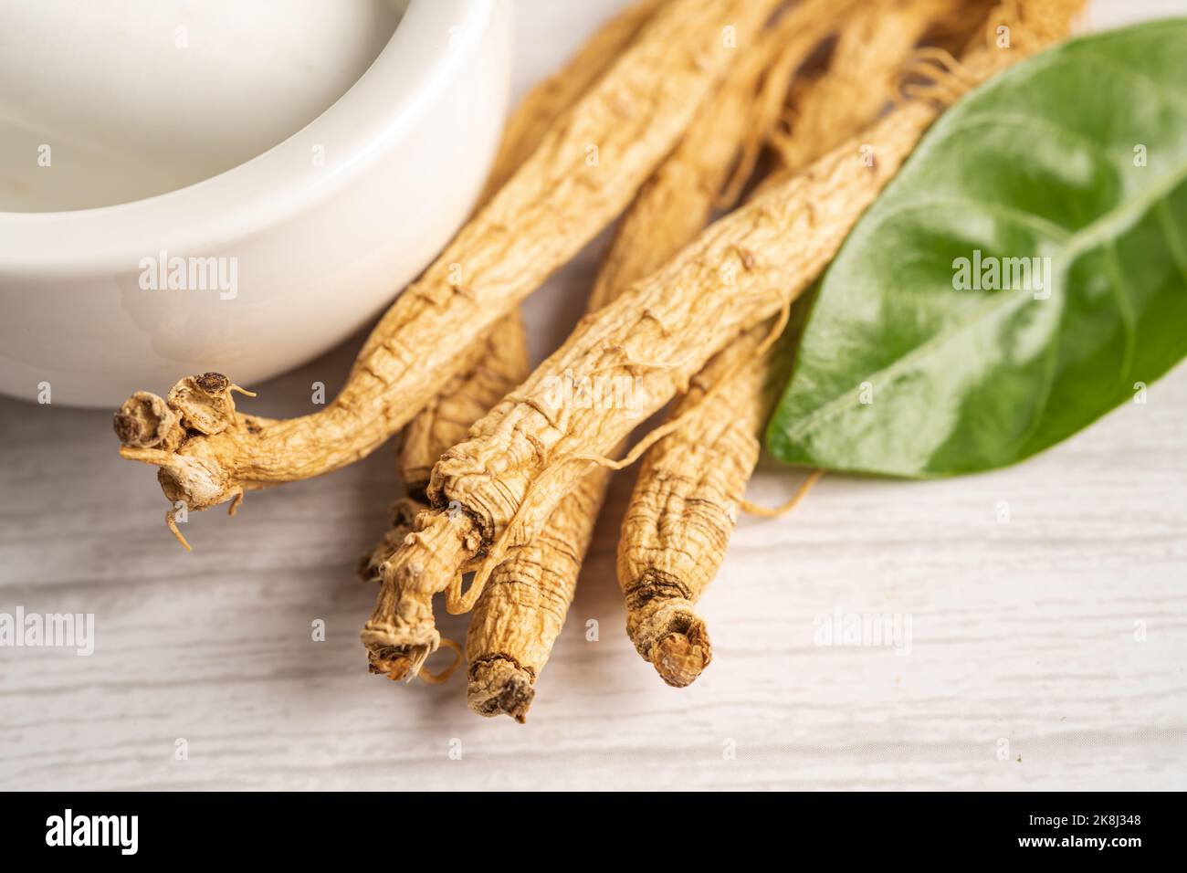 Ginseng, dried vegetable herb. Healthy food famous export food in Korea ...