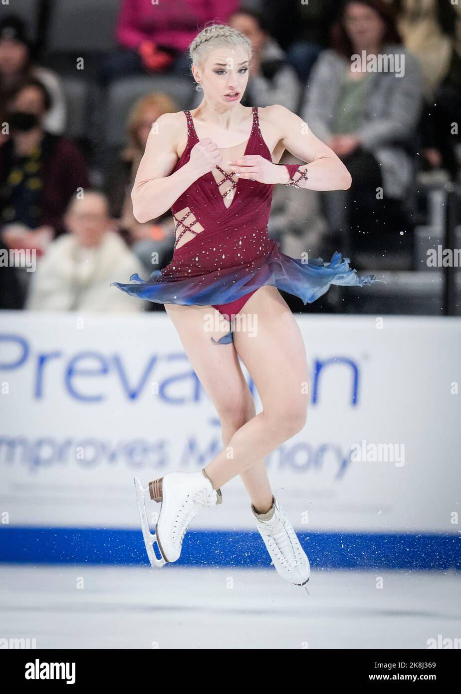 Norwood, Massachusetts, USA. 23 October, 2022. Amber Glenn of the U.S ...