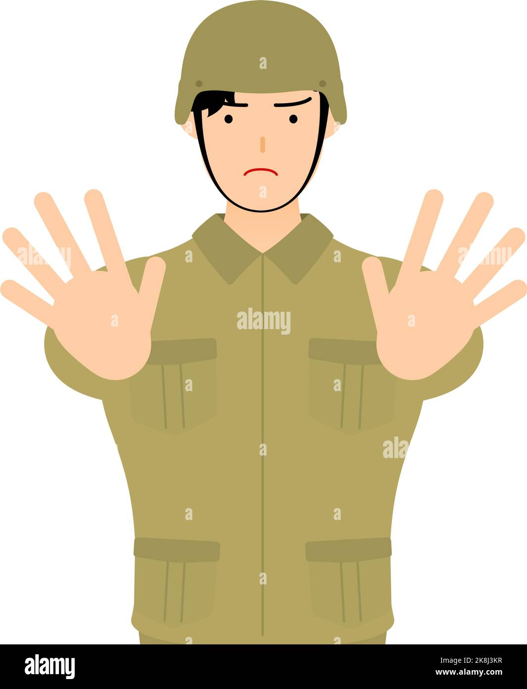 Male Soldier Pose, Stop! Thrust your hands out in front of you Stock ...