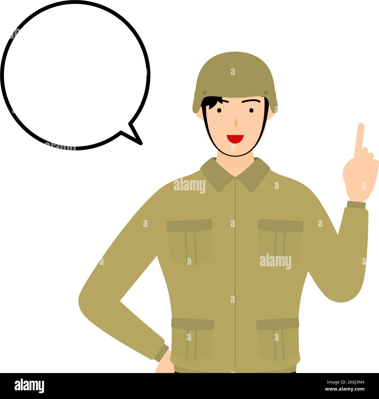 Cartoon Army Soldier Pointing
