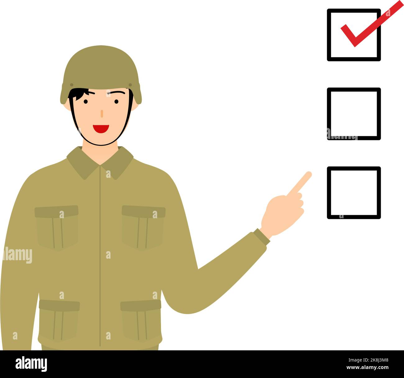 Male Soldier Pose, Pointing to a checklist Stock Vector Image & Art - Alamy