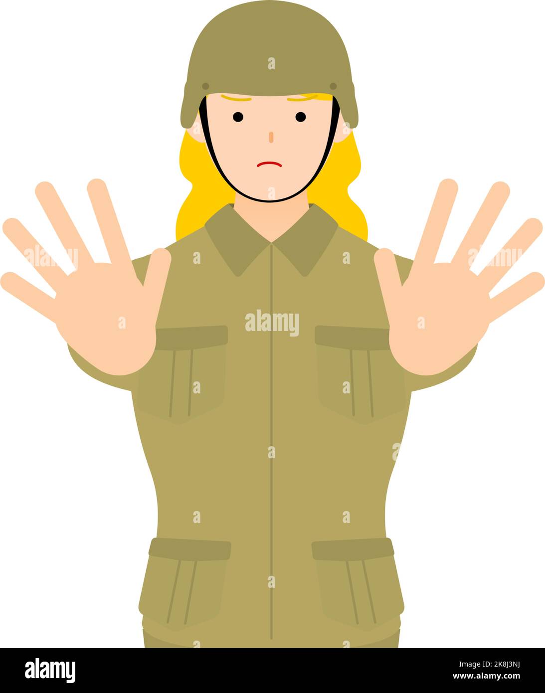 Female Soldier Pose, Stop! Thrust your hands out in front of you Stock ...