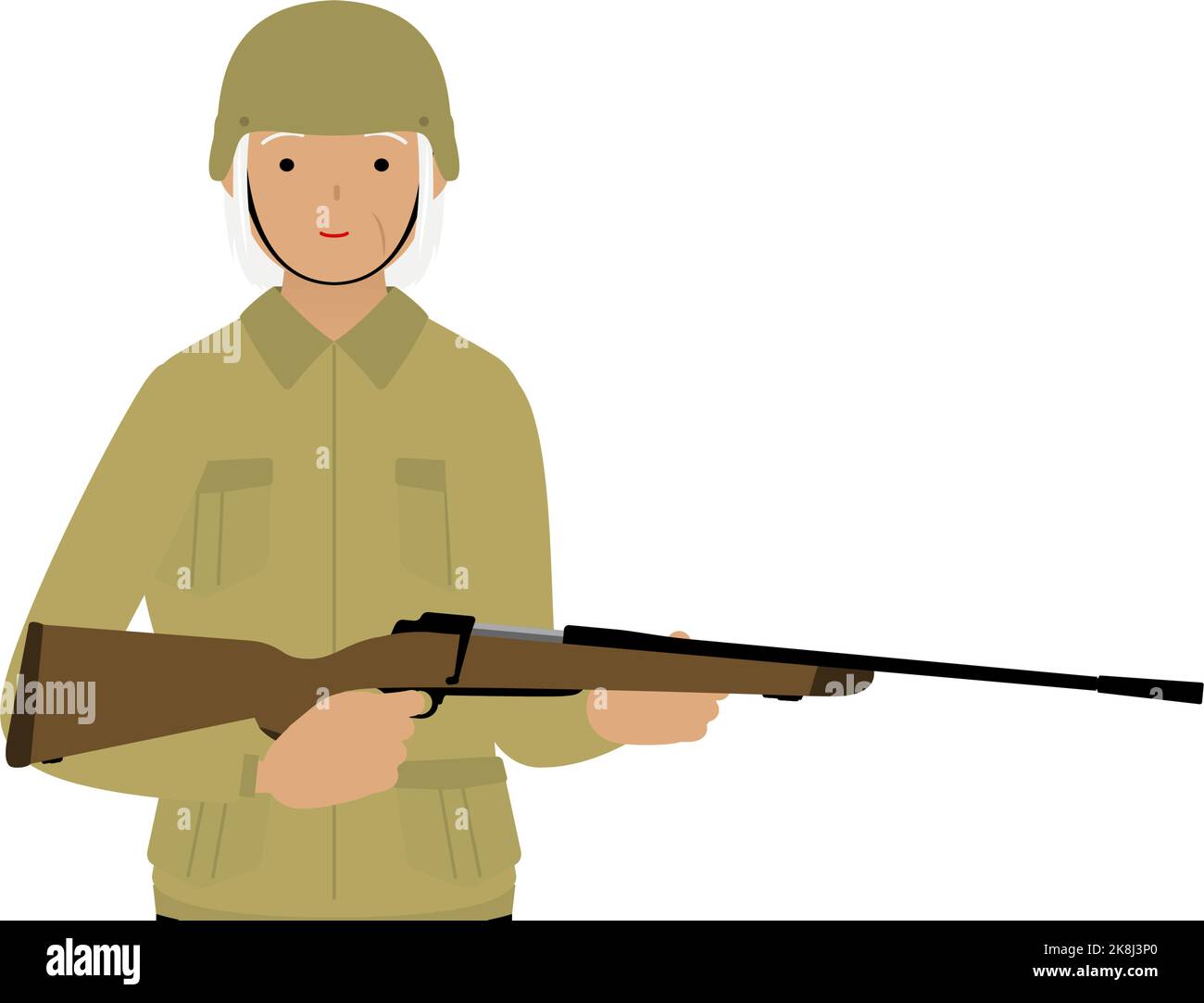 Senior Female Soldier Pose, Standing guard with a rifle Stock Vector ...