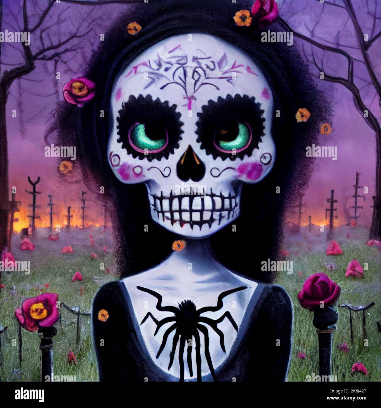 Sugar Skull decorated skeletons celebrating the Day of the Dead ...