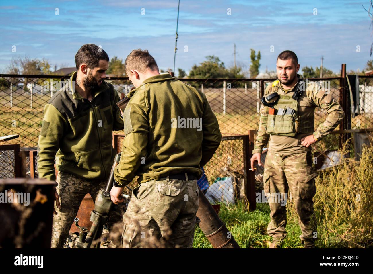 Ukrainian army infantry soldiers on the front line, they specialize in ...