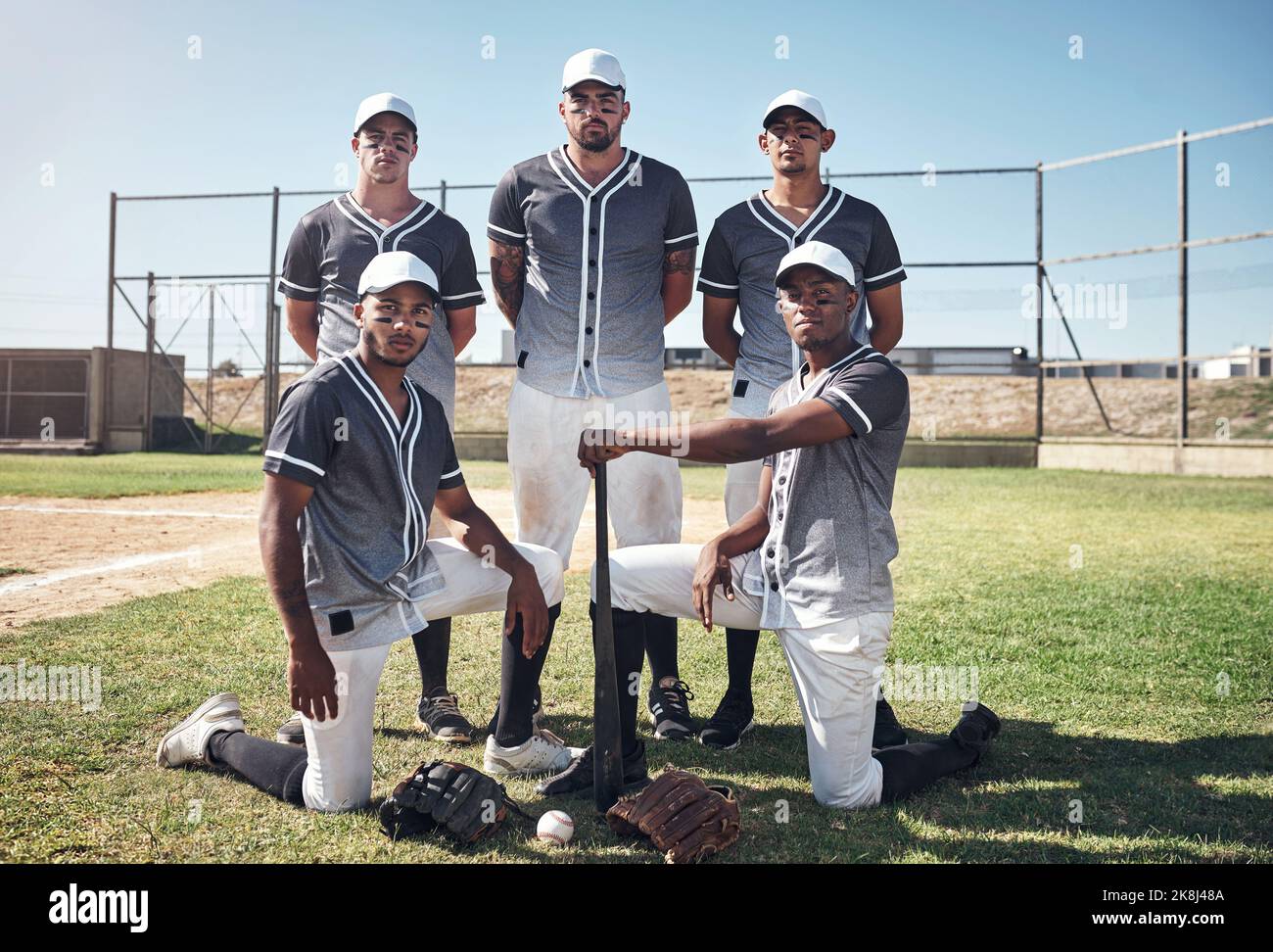 Young blood of baseball. Portrait of a group of confident young men ...