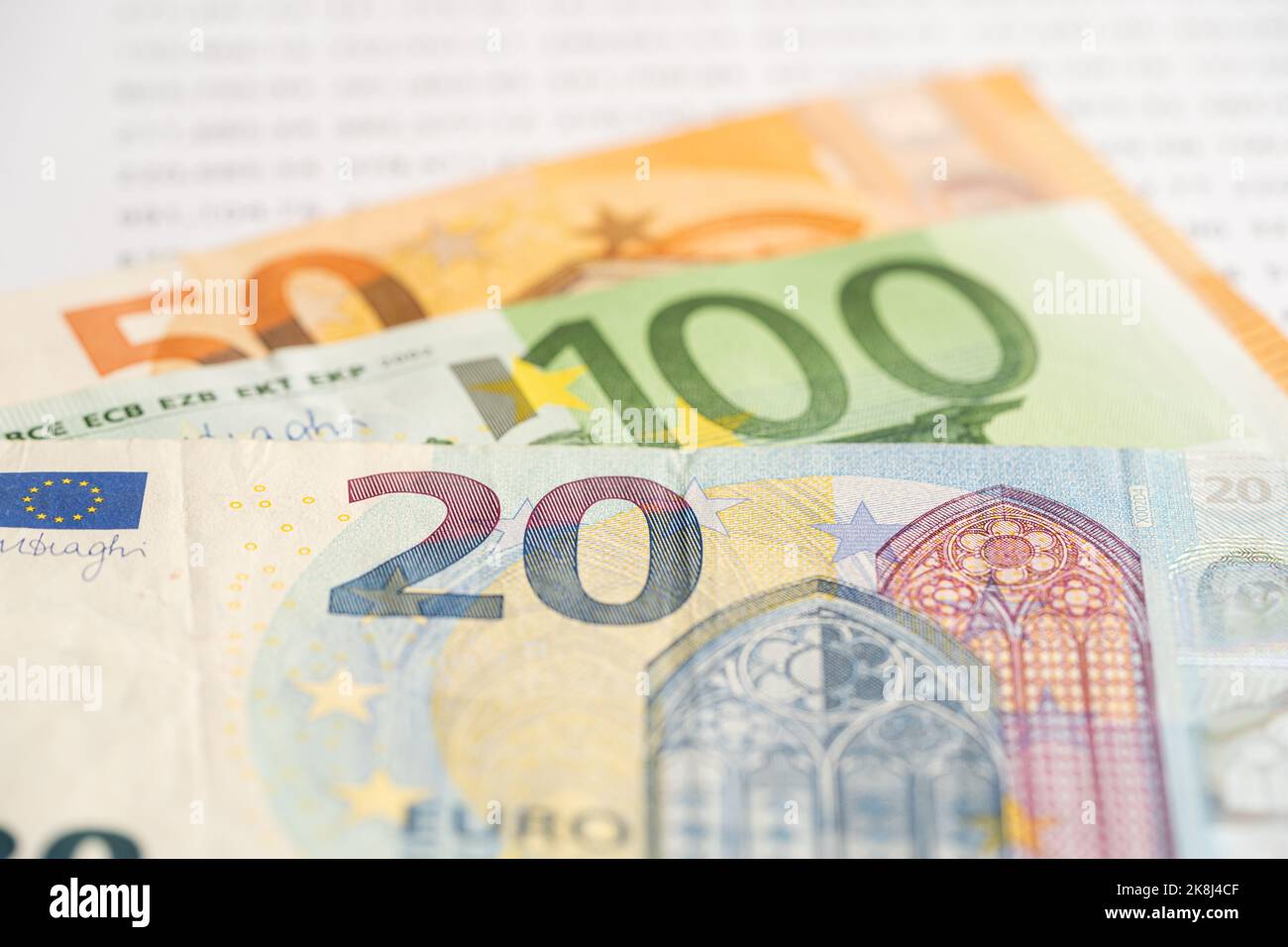 Euro banknotes on spreadsheet paper, Banking Account, Investment ...