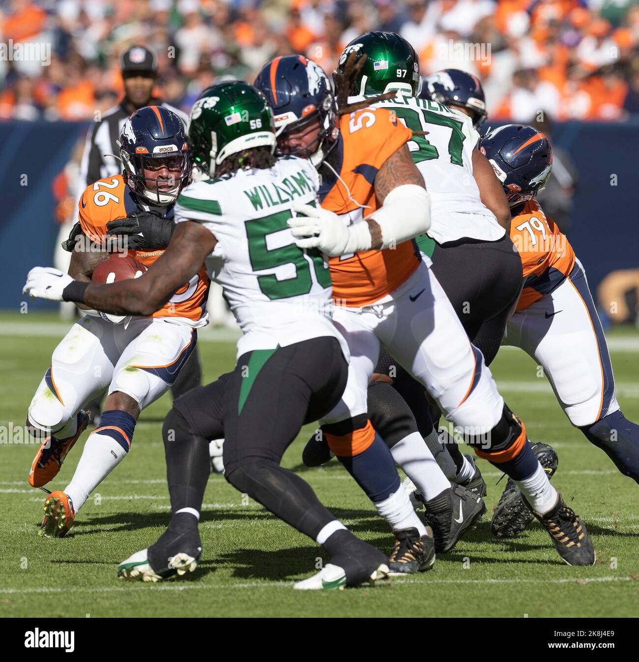 Denver, Colorado, USA. 23rd Oct, 2022. Broncos RB MIKE BOONE runs for ...