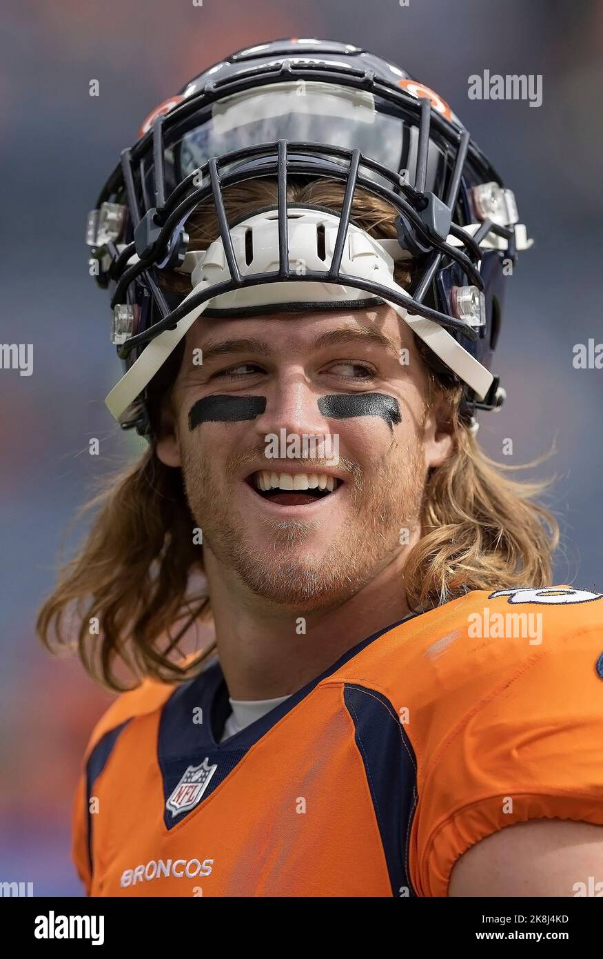 Denver, Colorado, USA. 23rd Oct, 2022. Broncos FB/TE ANDREW BECK is all ...