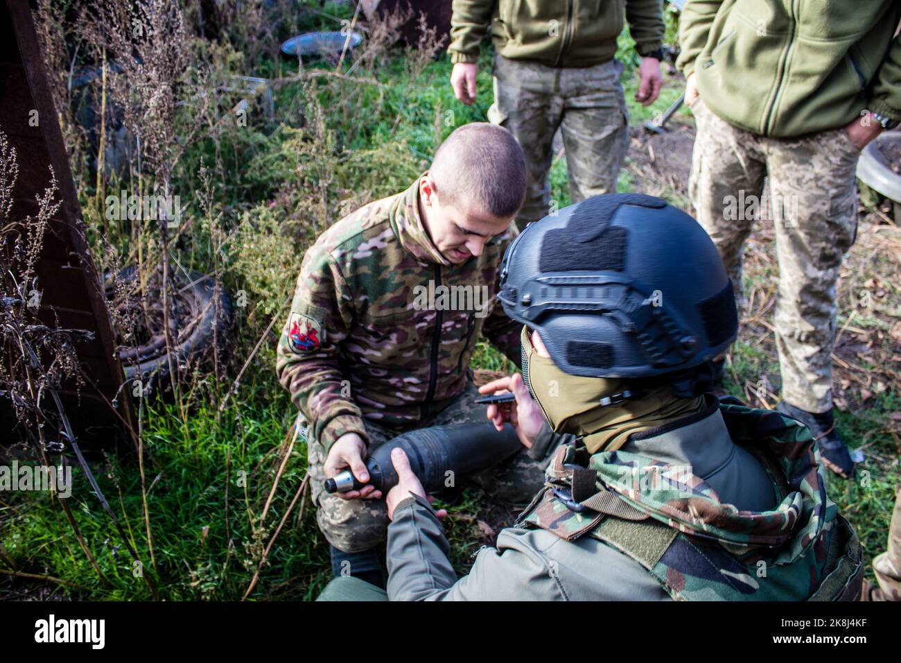 Ukrainian army infantry soldiers on the front line, they specialize in ...