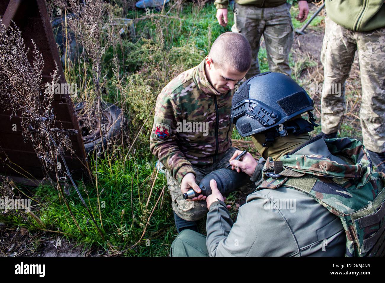 Ukrainian army infantry soldiers on the front line, they specialize in ...