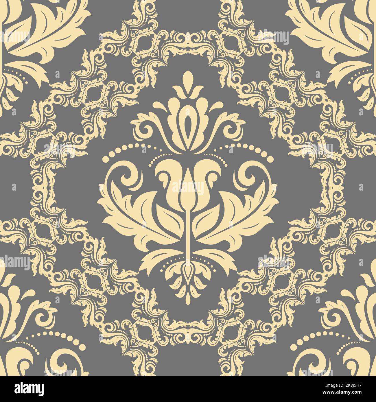 Orient gray and yellow vector classic pattern. Seamless abstract ...