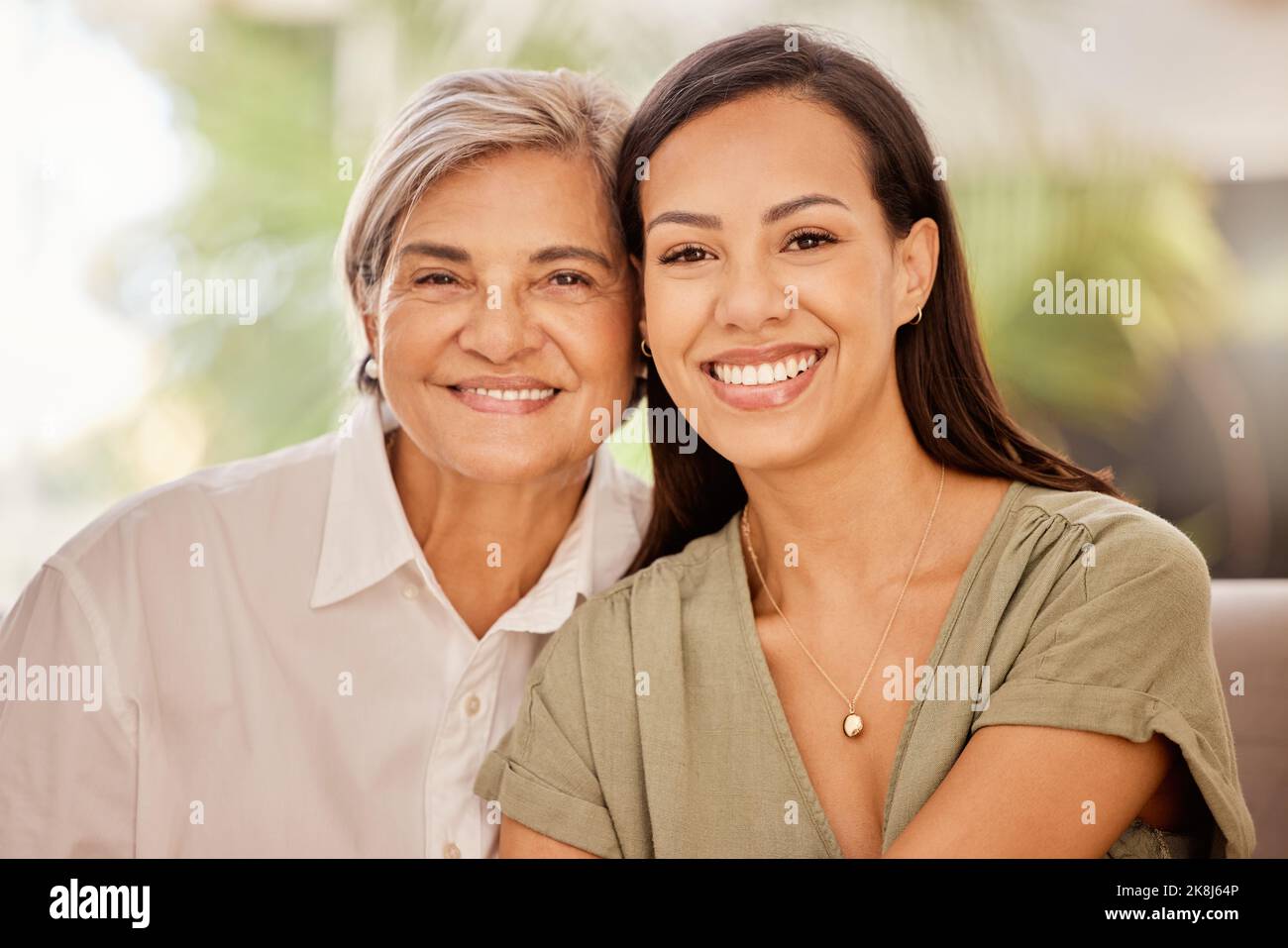 Happy, mother and grandmother portrait smile for family, bonding or ...