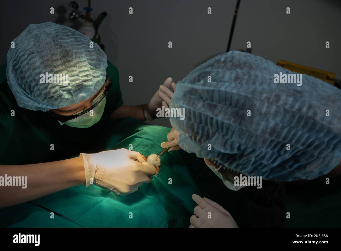 Asian Professional surgeons team performing surgery in the operating ...