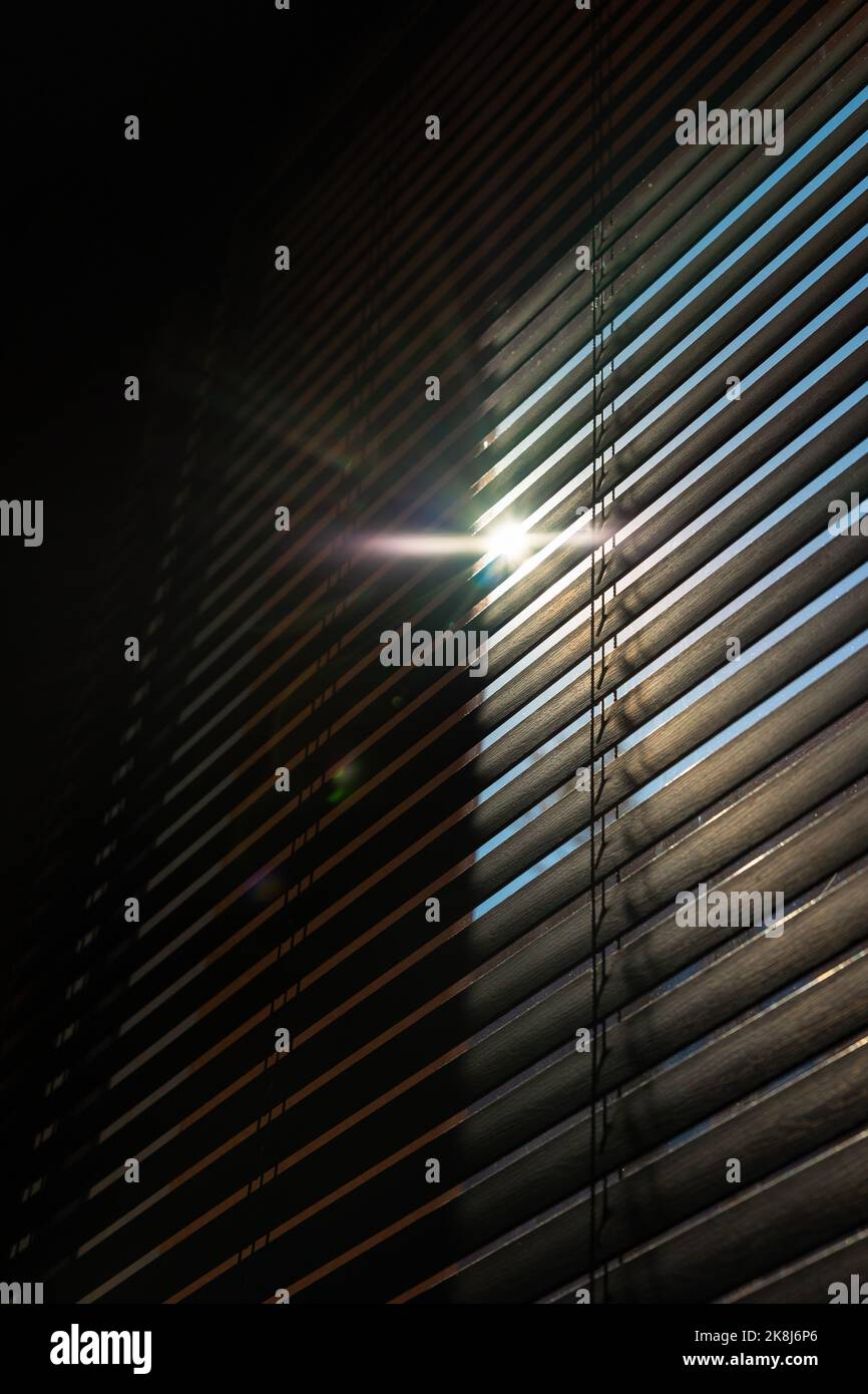Window blinds or jalousies with a little sunshine. Interior ...
