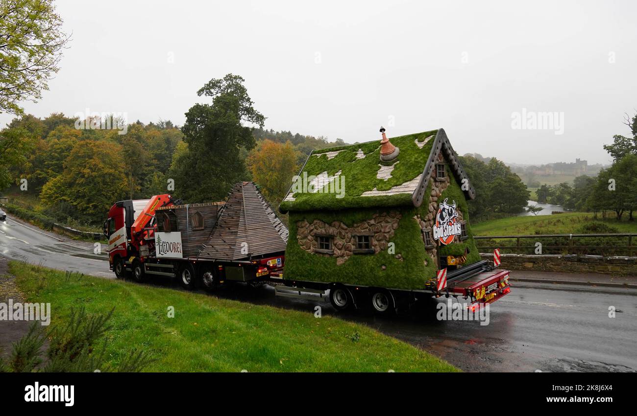 Editorial Use Only A Truck Carrying Two Clan Houses Enroute To The